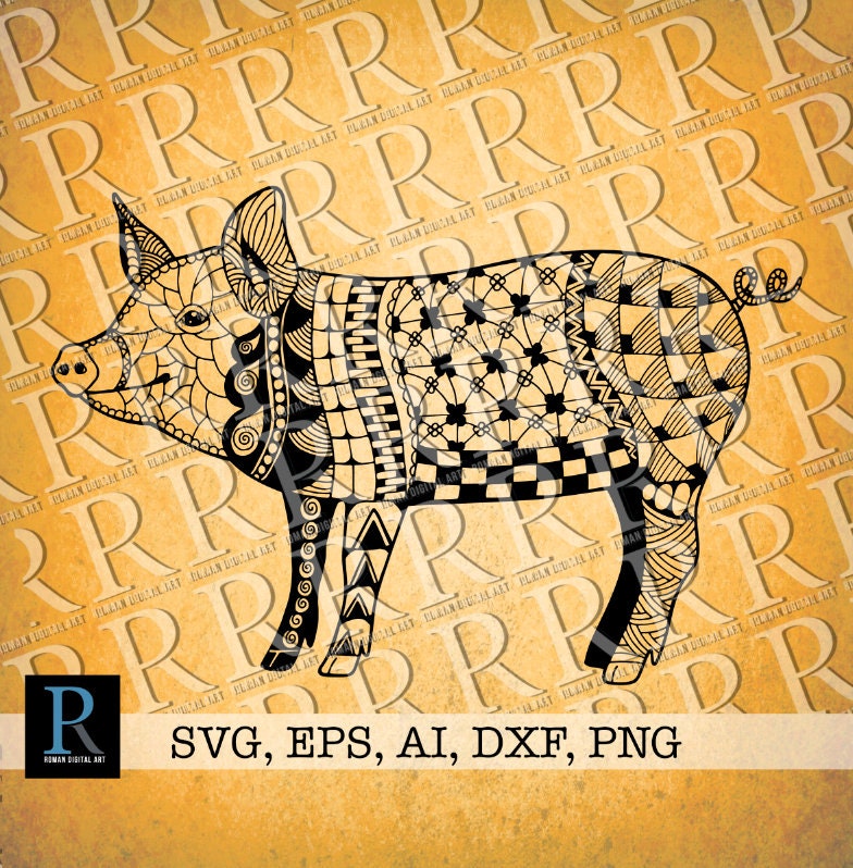 Zentangle Pig SVG Mandala Pig SVG Single Layered | Etsy