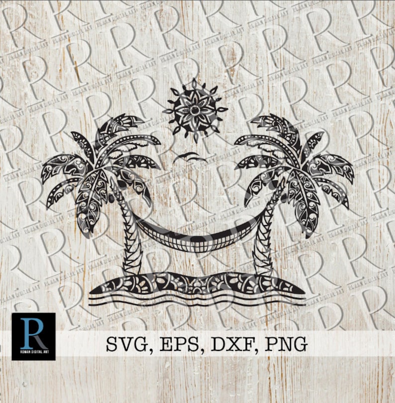 Palm Trees Hammock SVG File, Mandala Palm Trees SVG, Zentangle Beach ...