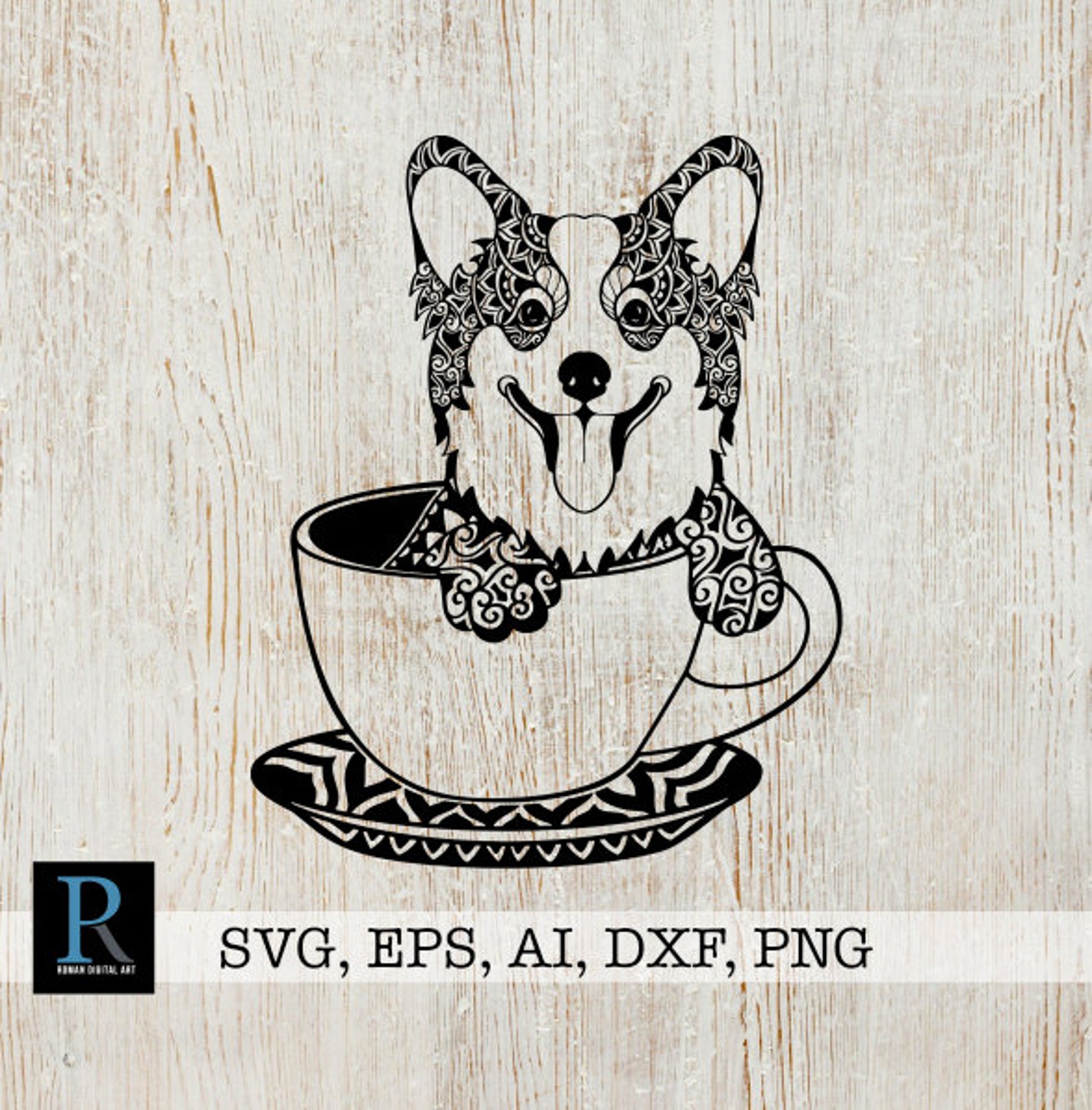 Mandala Corgi SVG Zentangle Corgi SVG Single Layered - Etsy