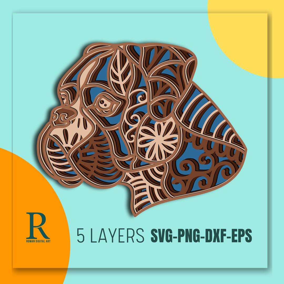 Multilayered Boxer Dog SVG and DXF Design for Laser Cutting, CNC, and ...