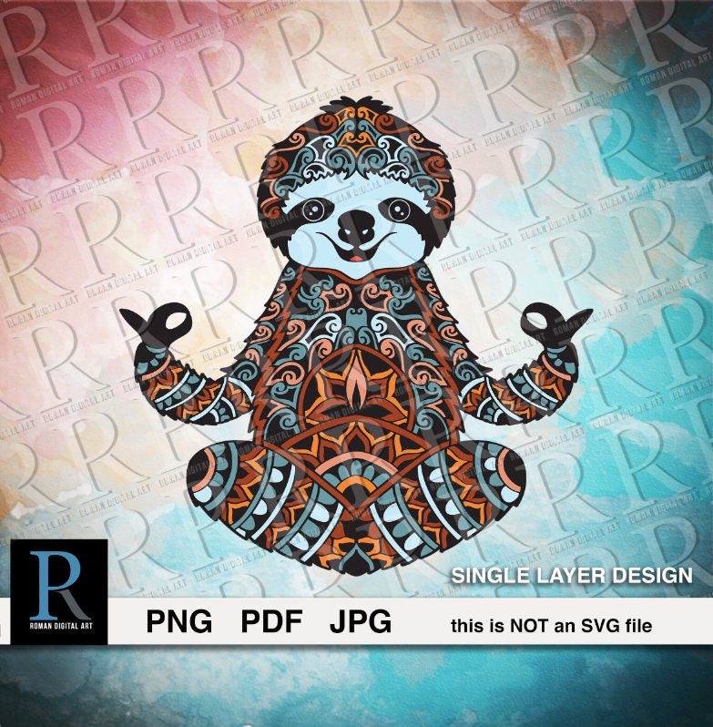 Yoga Faultier Mandala PNG: Sublimationsgrafik (Print and Cut Design ...