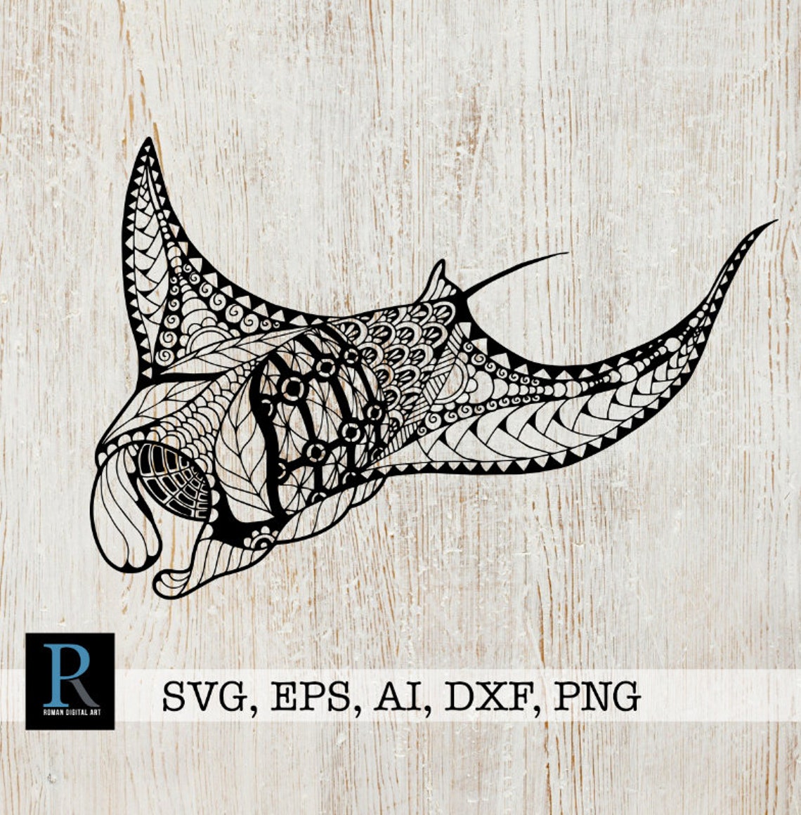Zentangle Manta Ray SVG Mandala Manta Ray SVG Manta Ray SVG | Etsy