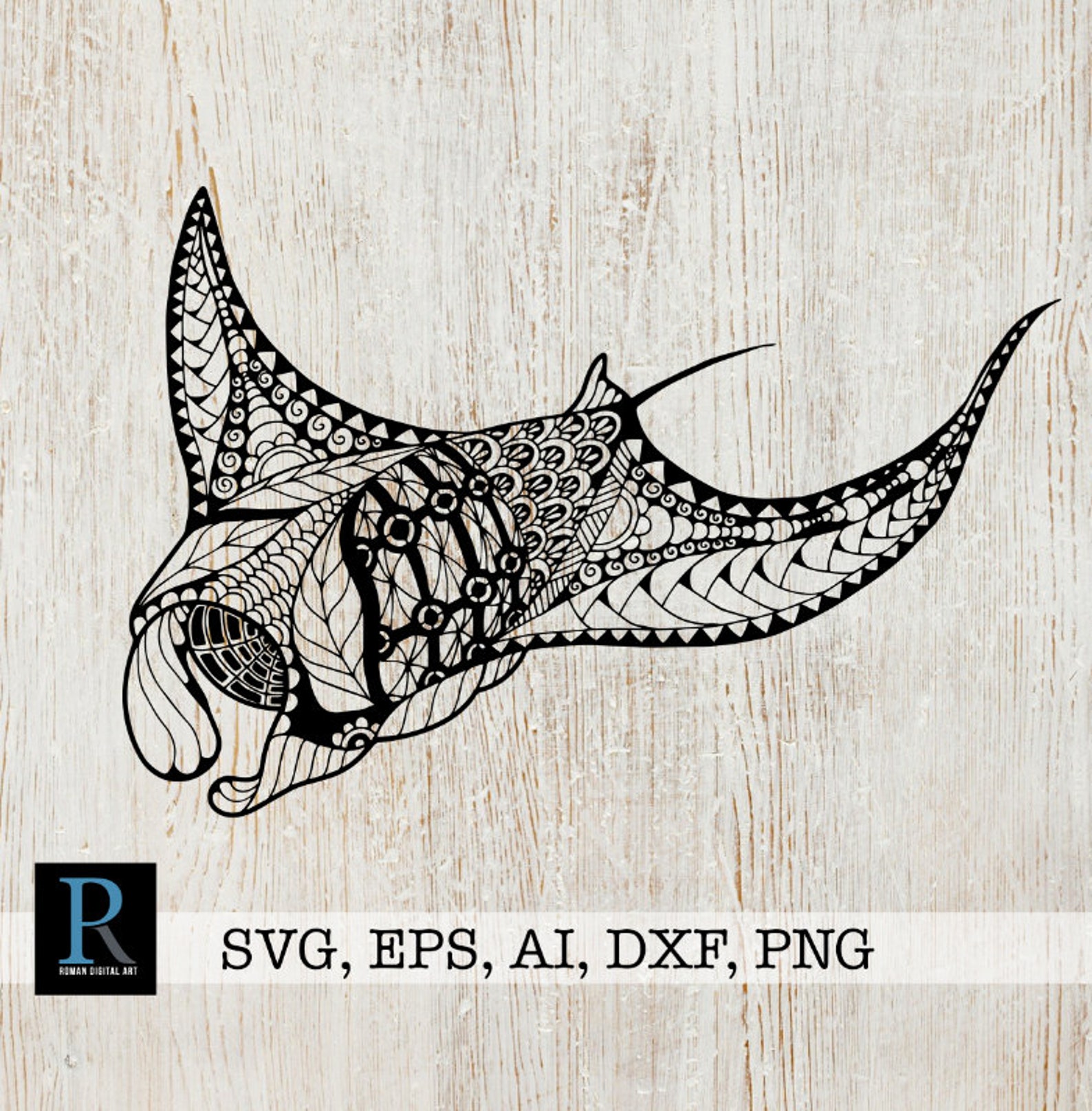 Zentangle Manta Ray SVG Mandala Manta Ray SVG Manta Ray SVG | Etsy