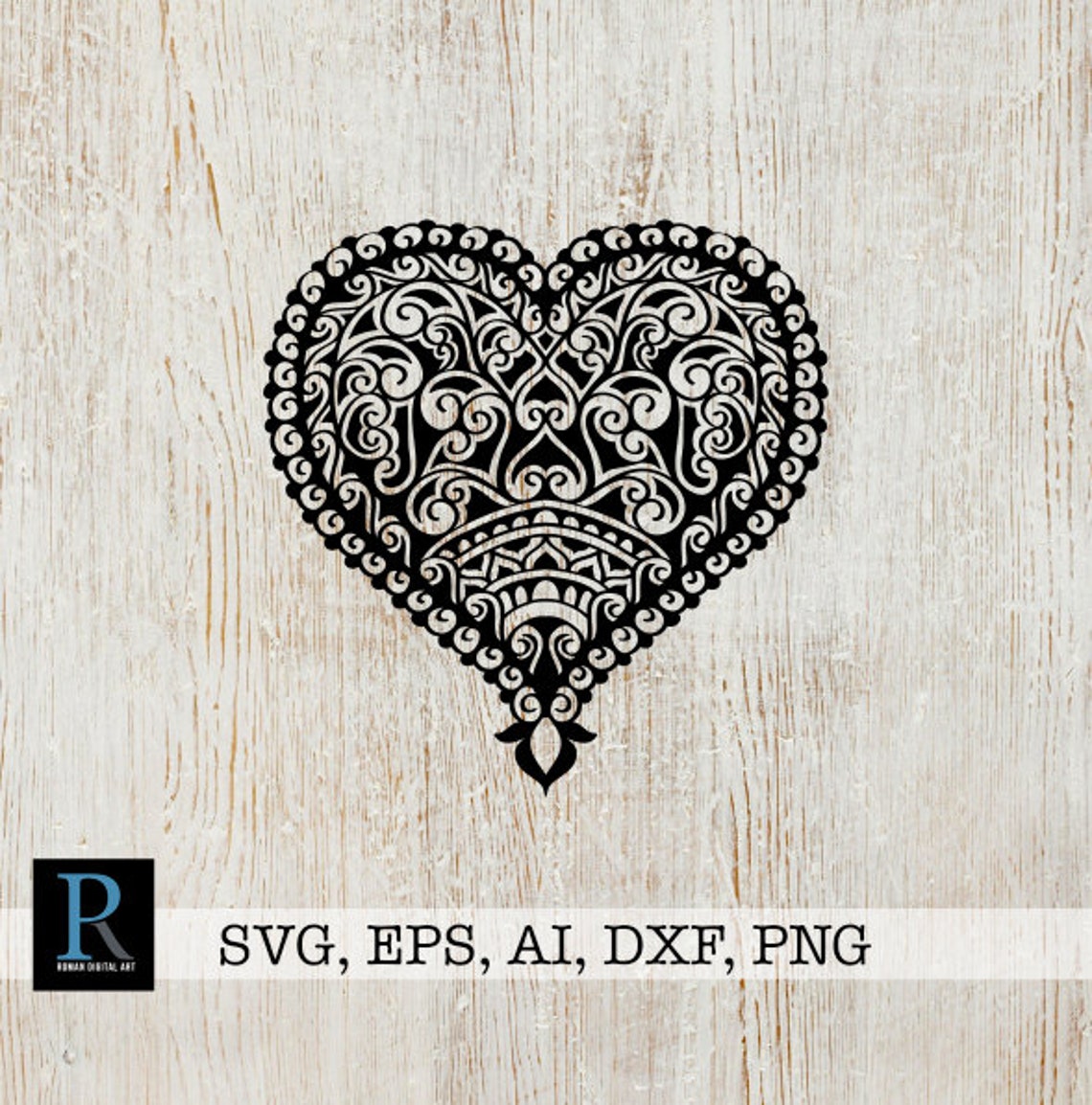 Zentangle Heart SVG File Valentines Day SVG Single Layered - Etsy