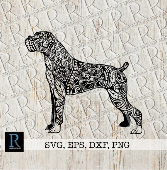 Boxer Dog SVG File Mandala Cut File Zentangle Boxer for | Etsy