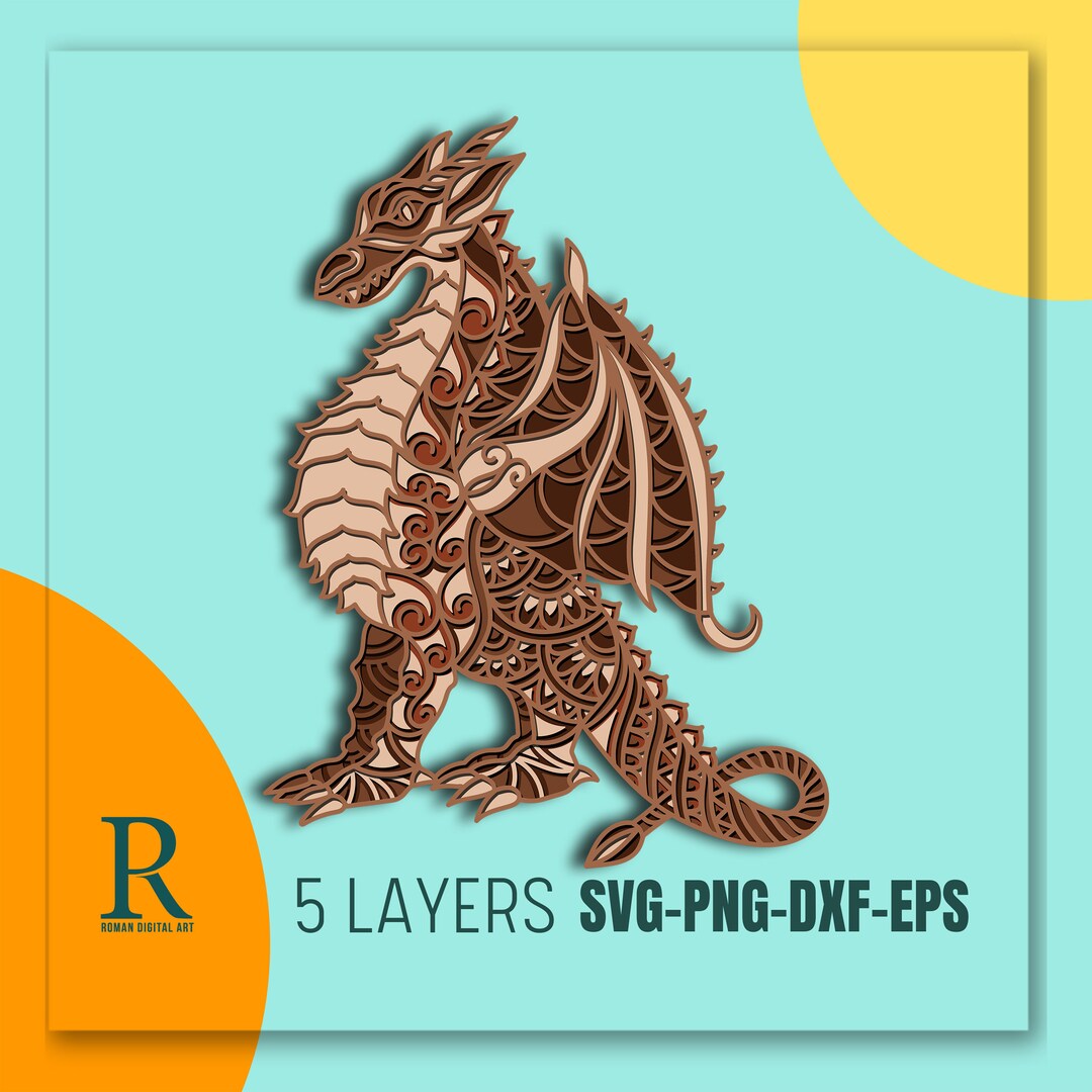 3D Dragon Mandala SVG: Layered Zentangle Laser Cut File - Etsy