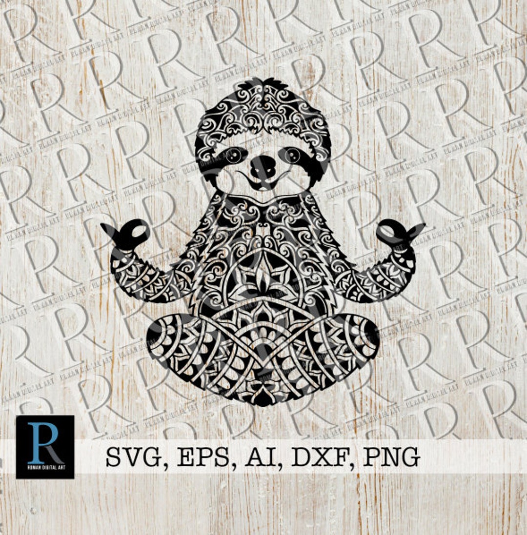 Mandala Sloth Yoga Cricut Svg, Sloth Meditating Svg, Zentangle Sloth ...
