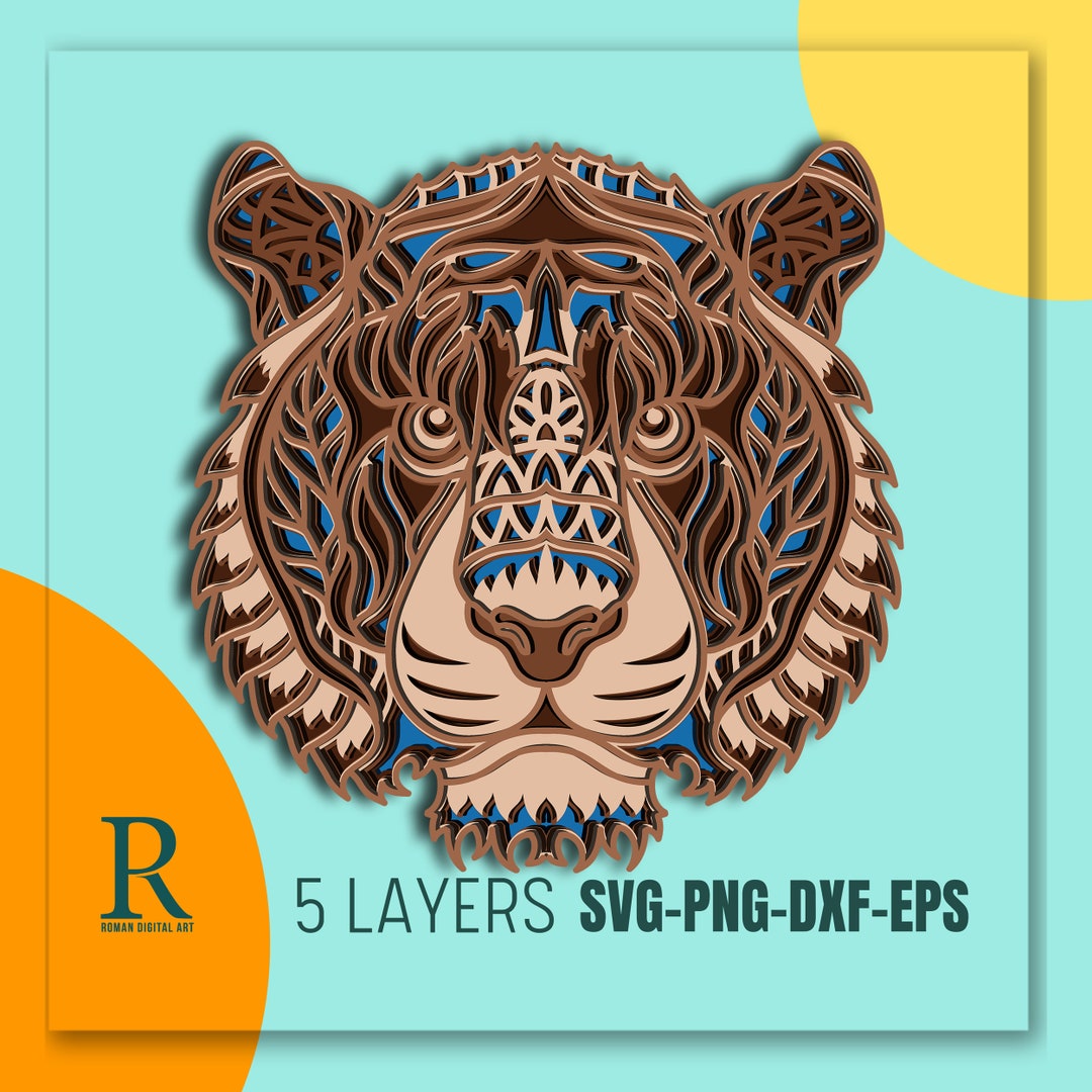 Tiger Multilayered SVG, Tiger Cut File, 3D Mandala, Tiger SVG File, CNC ...