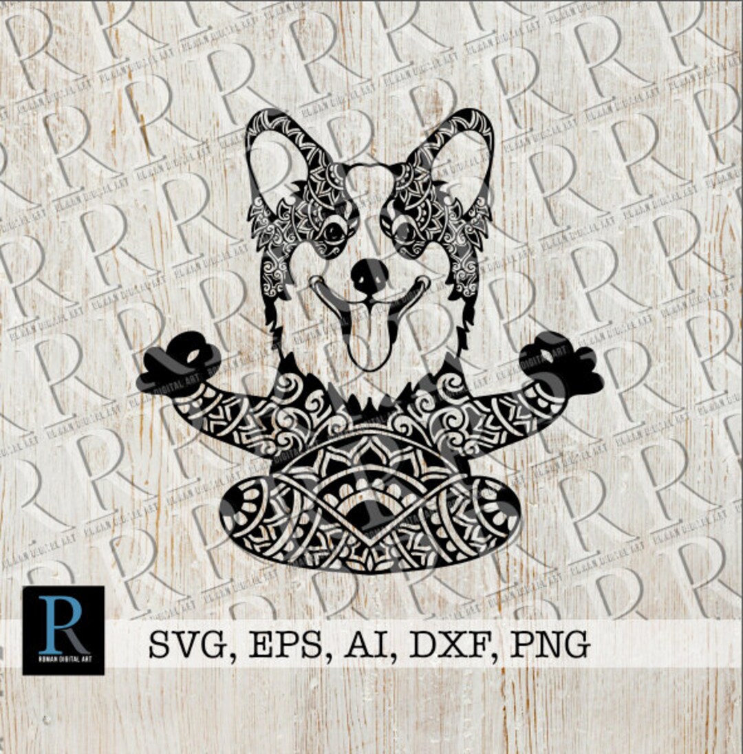 Corgi Yoga SVG File, Yoga Corgi Design, Zentangle Corgi SVG, Mandala ...