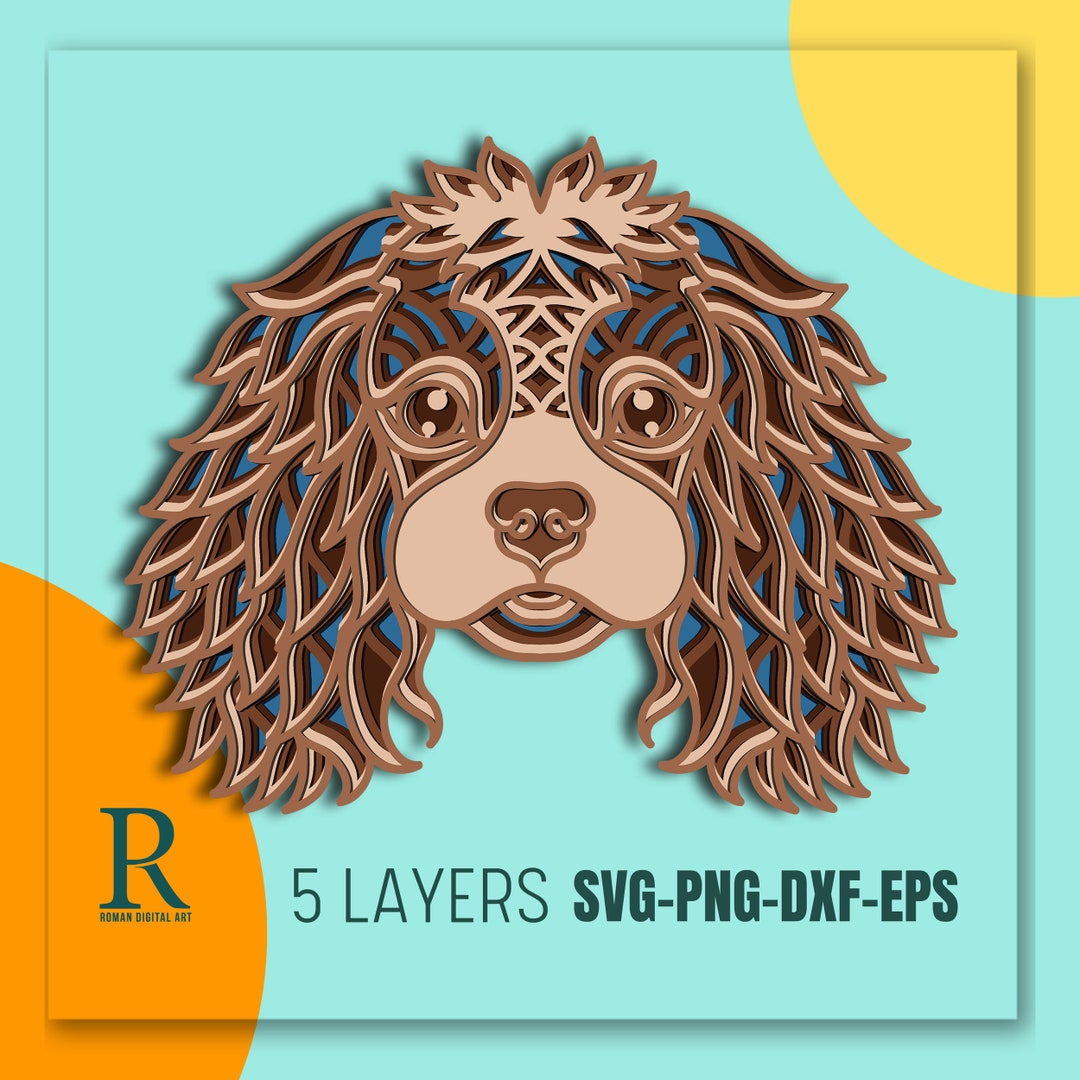 Cavalier King Charles Mandala SVG File, 3D Layered, Zentangle ...