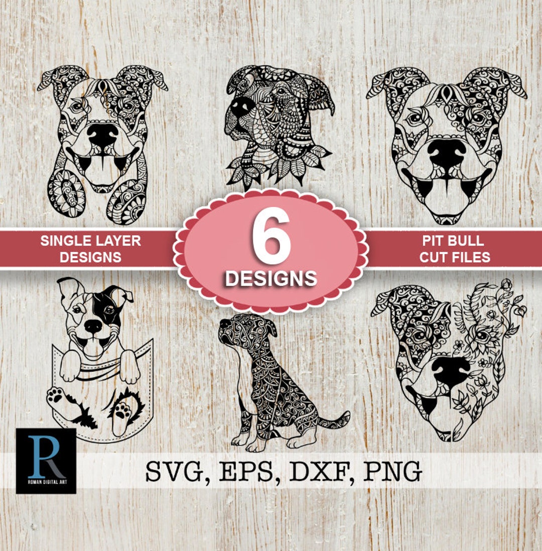 Pitbull SVG File, Bundle Pit Bull Cut Files, Mandala Pitbull Designs ...