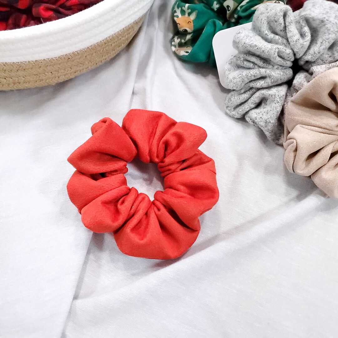 Suede Bright Red Scrunchie | Soft Scrunchie | Winter Scrunchie - Etsy