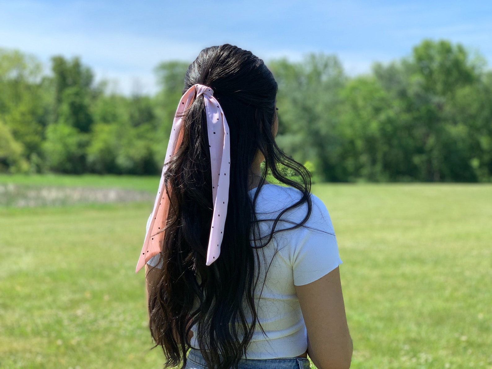 Long Tail Scarf Floral Hair Scarf Head Scarf Chiffon - Etsy