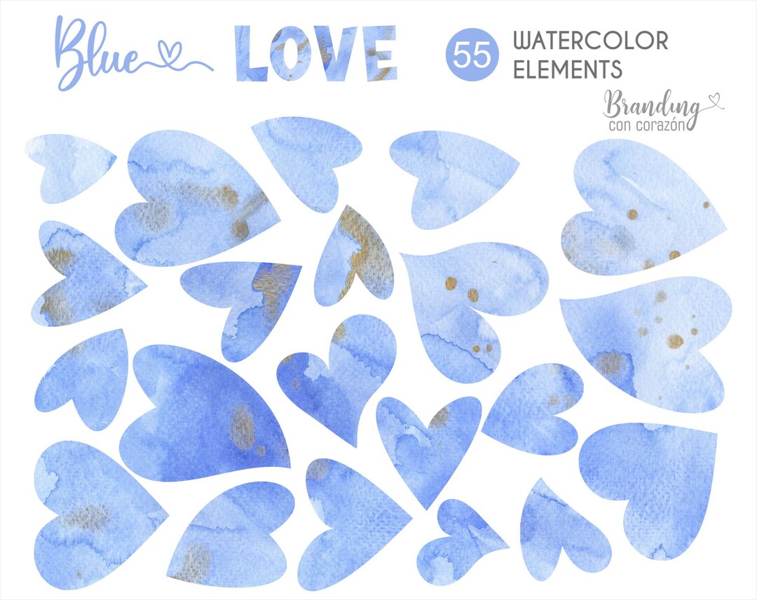 Clipart Blue Hearts Valentine Watercolor, Png. Hearts, Photo Frames ...