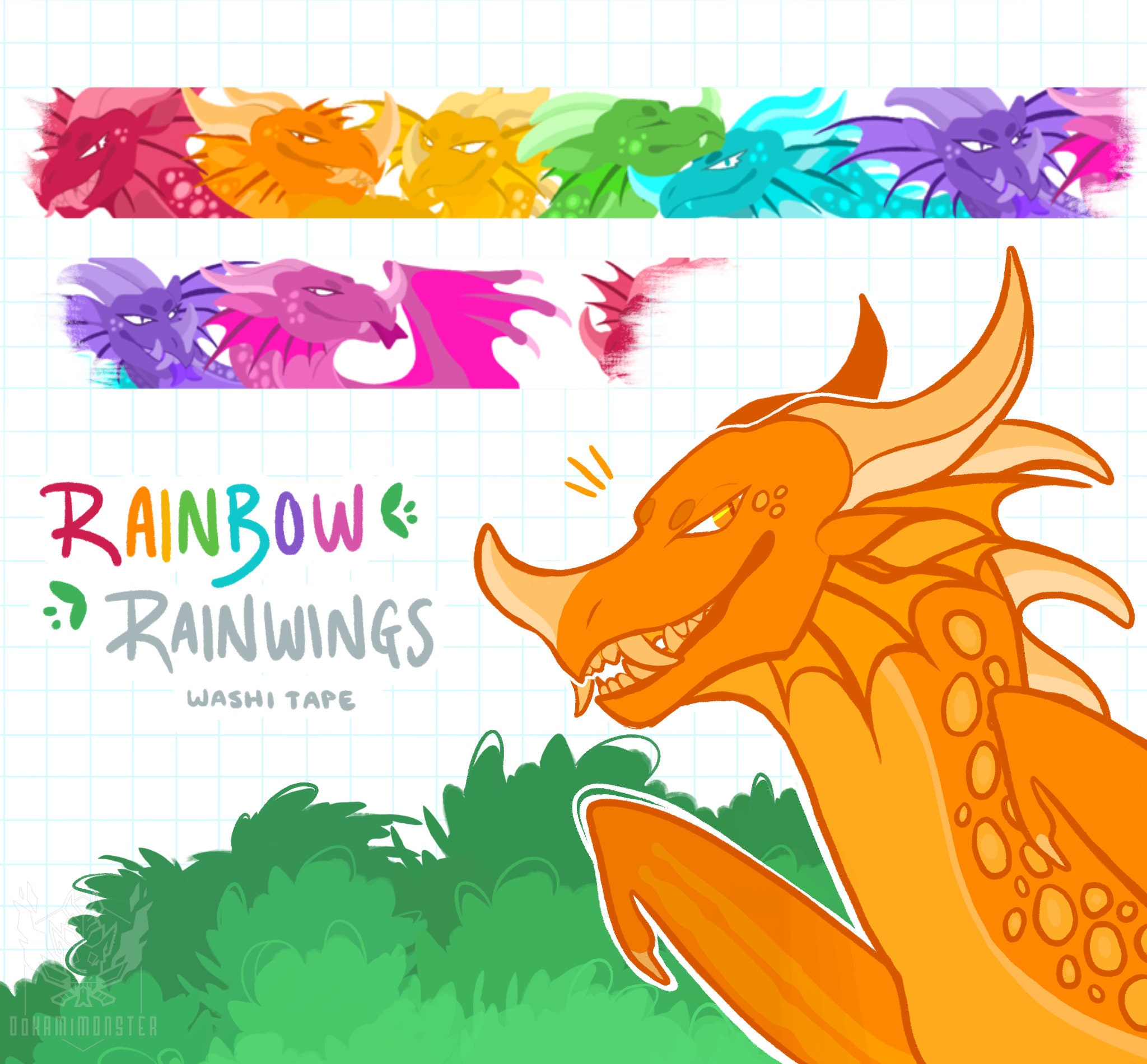 Wings of Fire: Rainbow Rainwings WASHI TAPE | Etsy