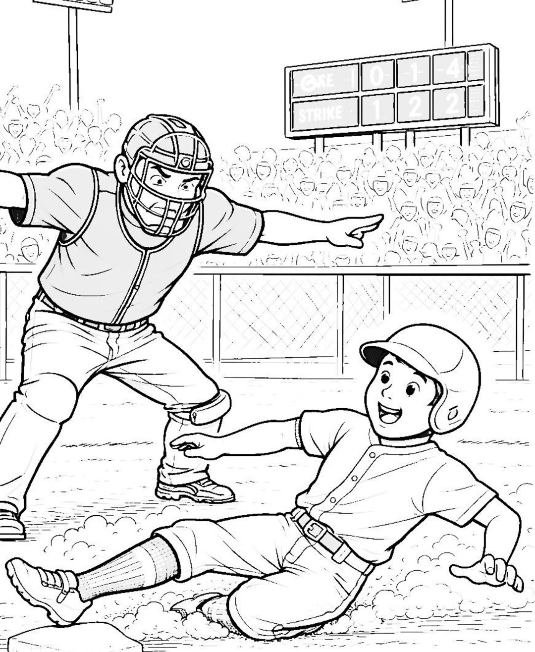 Baseball Sliding Coloring Page – Kids Sports Printable (PDF Download ...