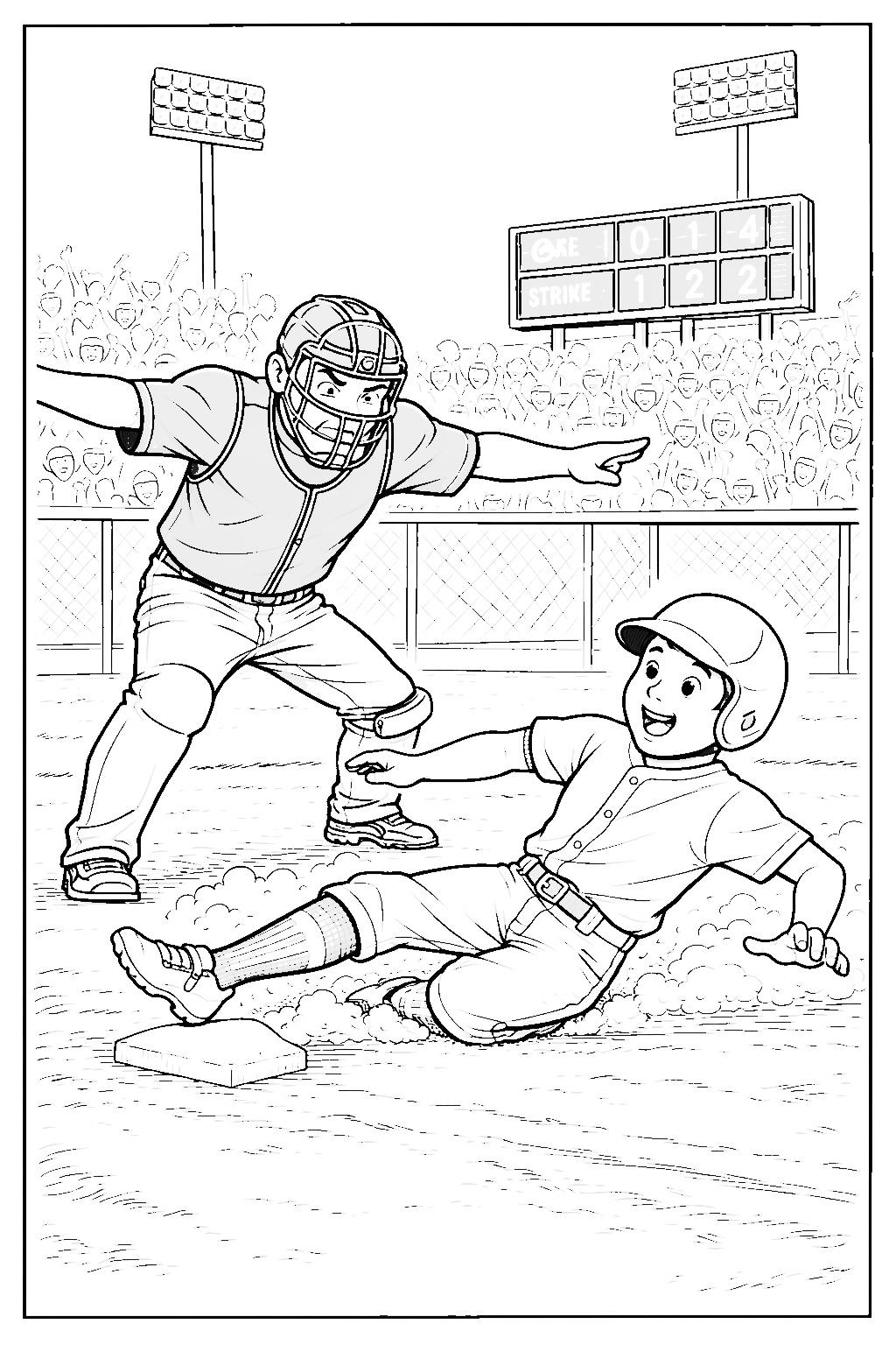 Baseball Sliding Coloring Page – Kids Sports Printable (PDF Download ...
