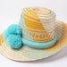 Yellow/blue/white Handwoven Wayuu Hat With Pompoms 3 Sizes - Etsy