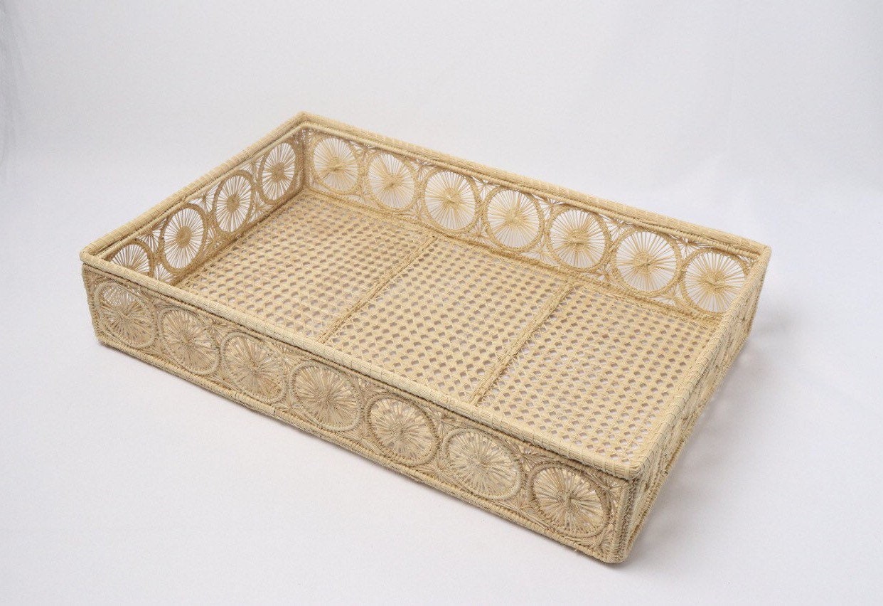 Iraca/straw Caracol Rectangular Tray 100% Handmade - Etsy