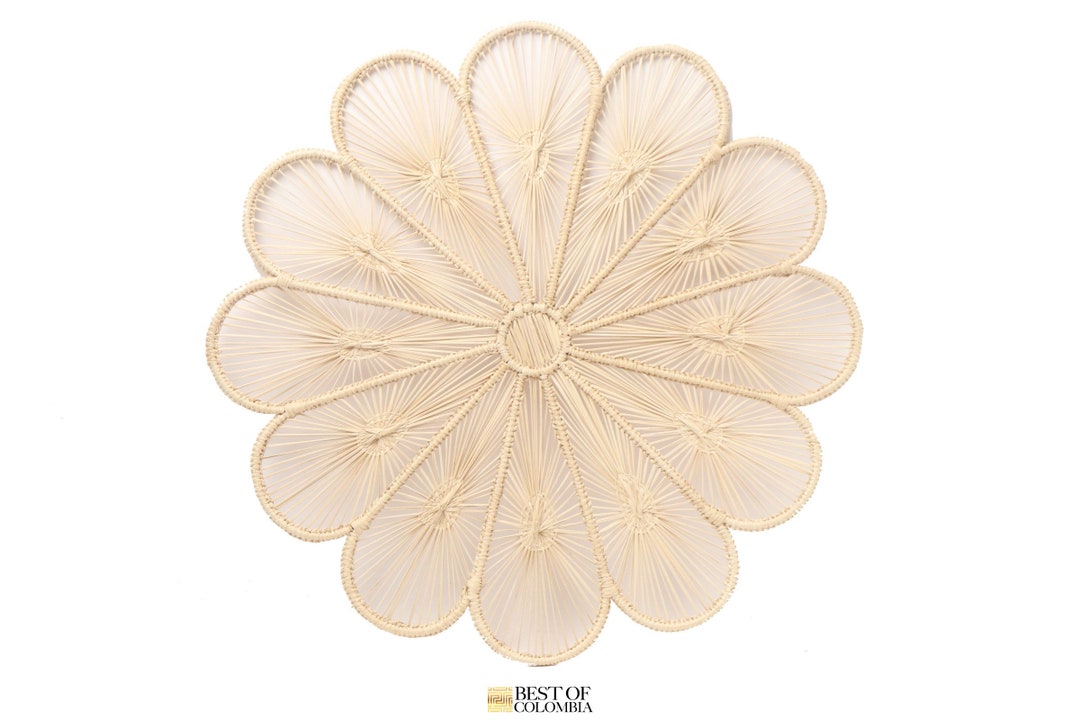 Yasmin Iraca/straw Placemat 7+ Colors, Flower Placemat, Handmade ...