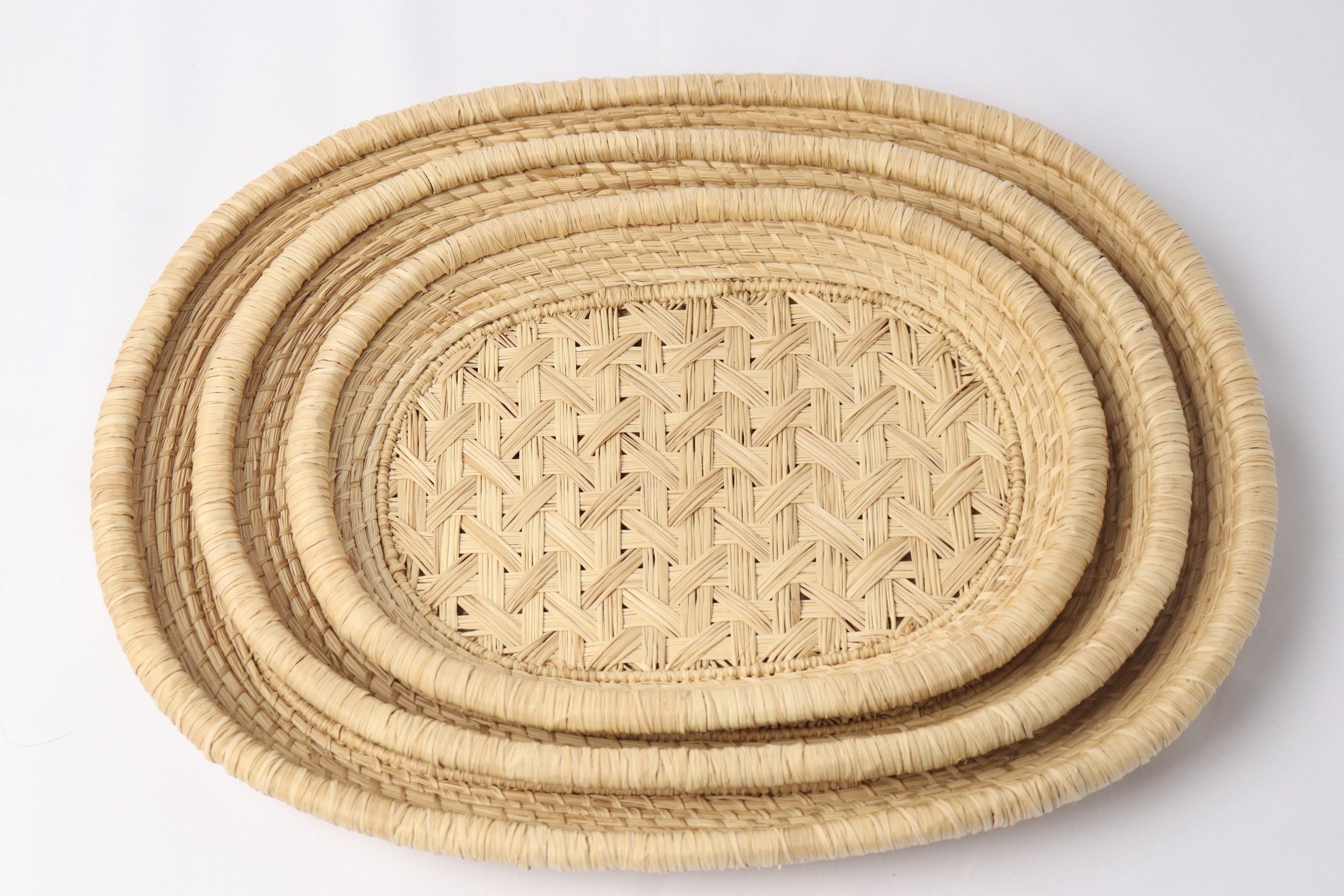 3 Piece Iraca Palm Trays Hand woven Large Medium & Small Combo | Etsy