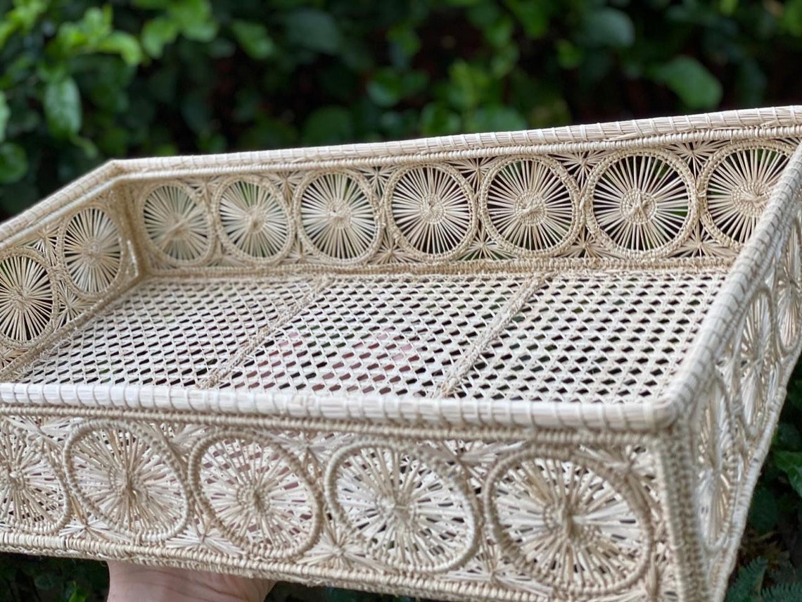 Iraca/straw Caracol Rectangular Tray 100% Handmade | Etsy