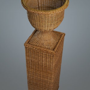 Pedestal Wicker Urn – Rattan Vase Decor, Handwoven Colombian Craft ...