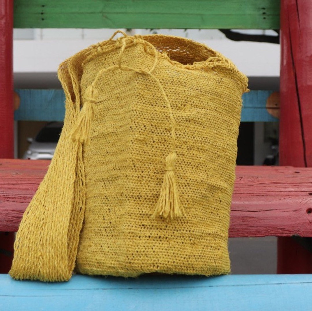 Yellow Fique Bag Natural Fibers Crossbody-shoulder Kankuamo - Etsy