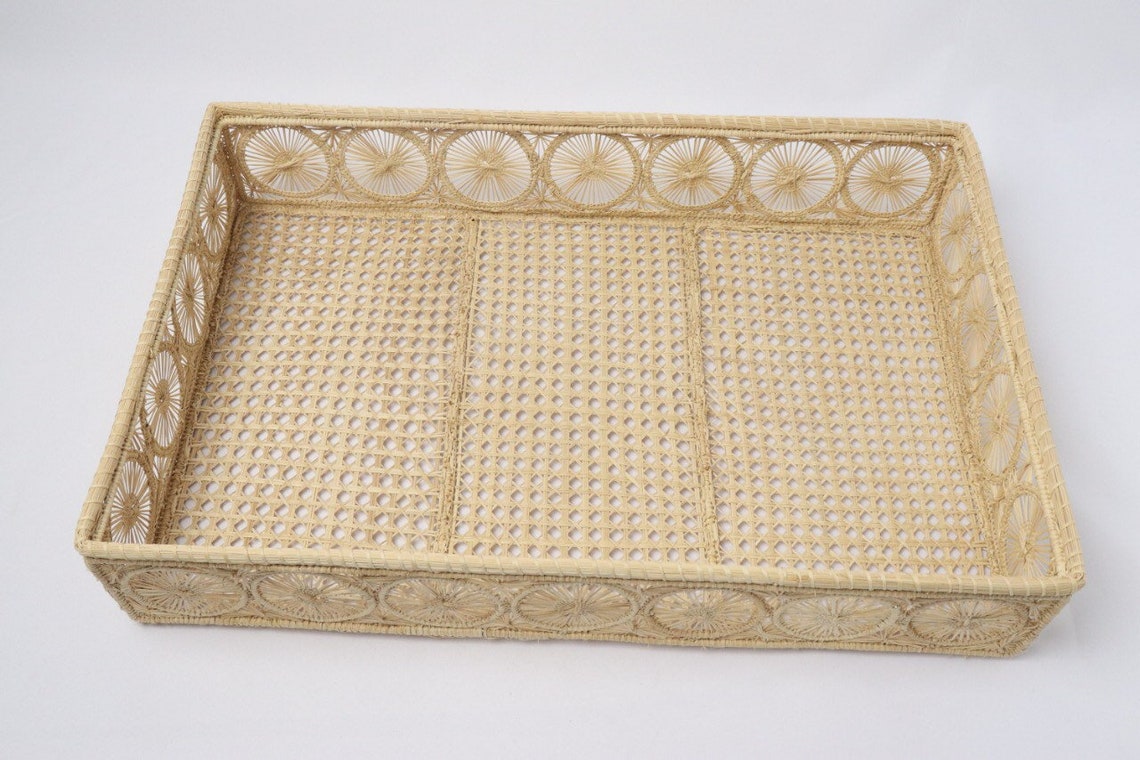 Iraca/straw Caracol Rectangular Tray 100% Handmade | Etsy