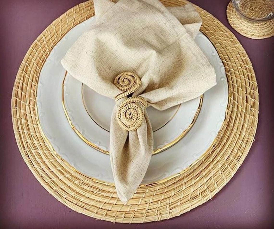 Caracoli Iraca Straw Napkin Ring - Etsy