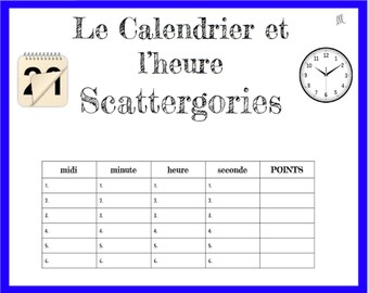 French January Scattergories Game Petit Bac Janvier | Etsy