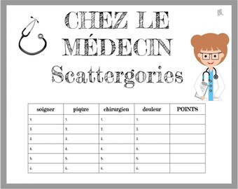 French January Scattergories Game Petit Bac Janvier | Etsy