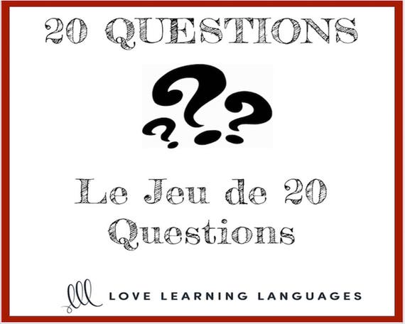 French 20 Questions Game Small Group or Whole Class No Prep | Etsy