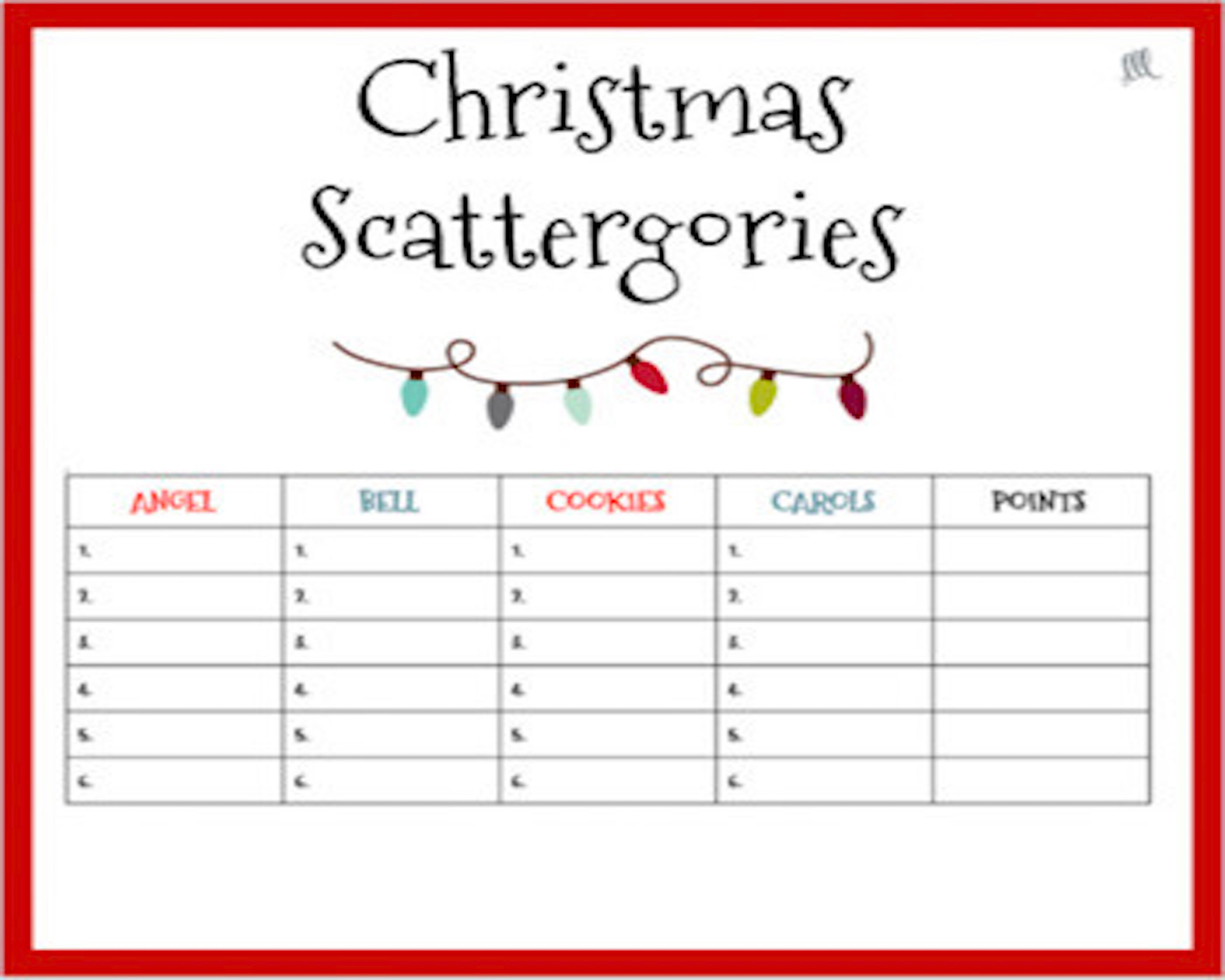 Christmas Scattergories Game Homeschool - Etsy