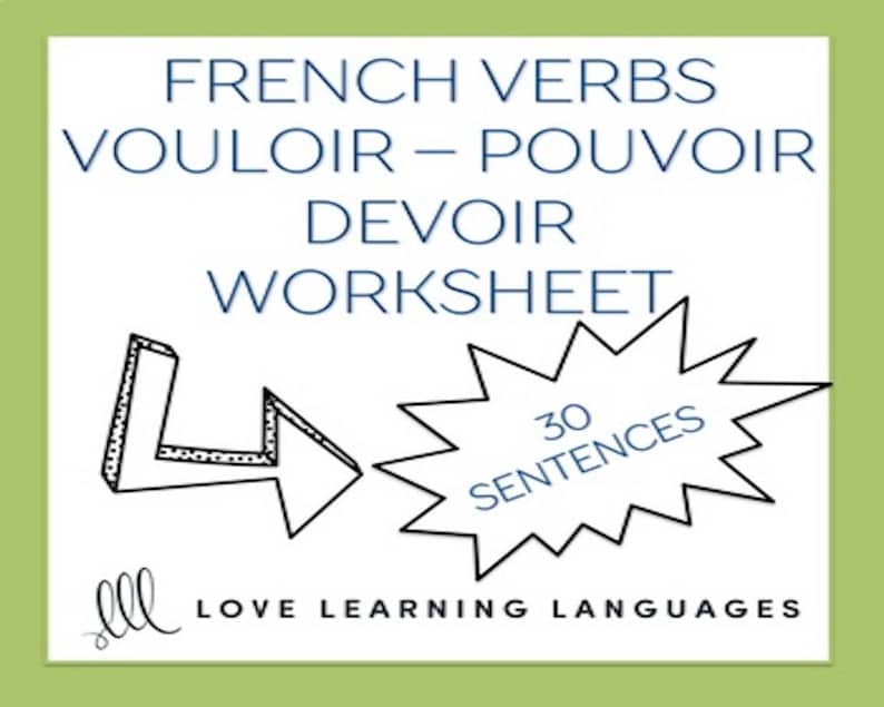 Vouloir Pouvoir Devoir French Grammar Worksheet Present Tense ...