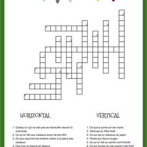 French Christmas Crossword Puzzle Printable download Mots | Etsy
