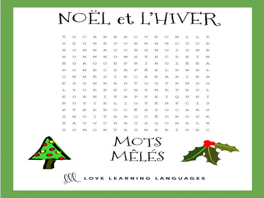 French Noël Mots Mêlés French Christmas Word Search Homeschool - Etsy