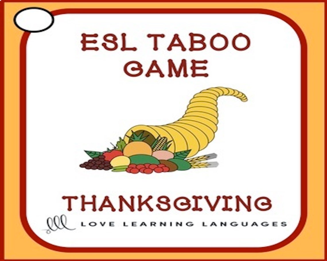 Thanksgiving ESL ELL Taboo Speaking Game Homeschool - Etsy