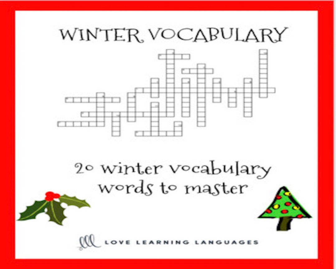 Winter Vocabulary Crossword Puzzle in English Homeschool - Etsy