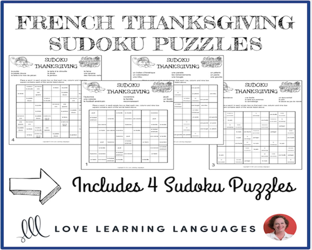French Thanksgiving Sudoku Puzzles Homeschool - Etsy