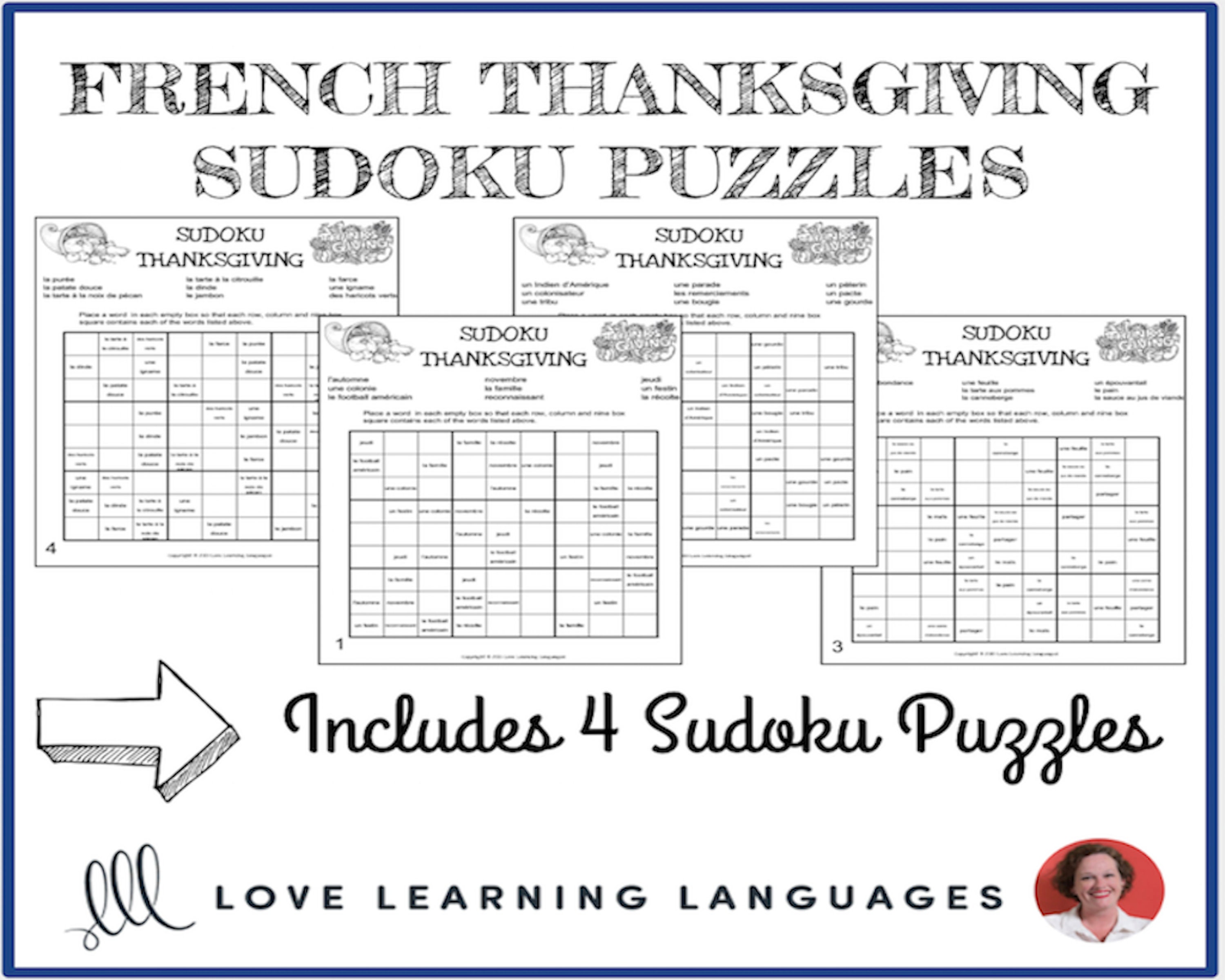 French Thanksgiving Sudoku Puzzles Homeschool - Etsy