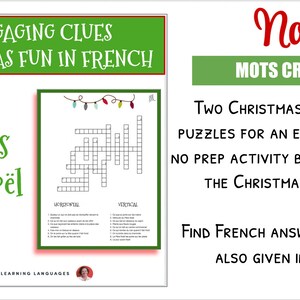 French Christmas Crossword Puzzle Printable Download Mots Croisés Pour ...