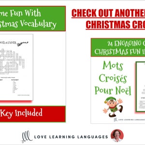 French Noël Mots Croisés French Christmas Crossword Puzzle Homeschool ...