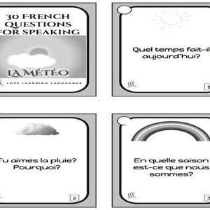 La Météo 30 French Speaking Prompt Question Cards Weather - Etsy
