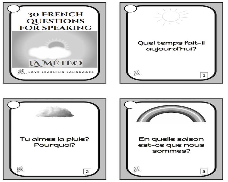 La Météo 30 French Speaking Prompt Question Cards Weather - Etsy