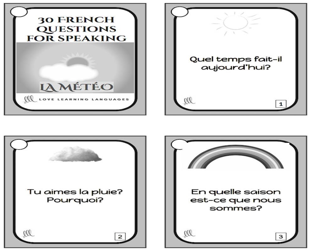 La Météo 30 French Speaking Prompt Question Cards Weather - Etsy