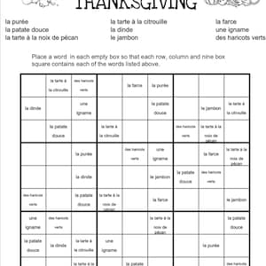 French Thanksgiving Sudoku Puzzles Homeschool - Etsy