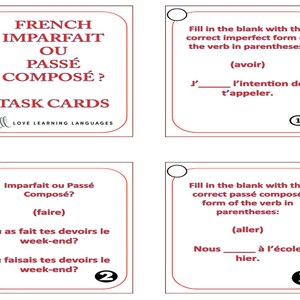French Imperfect or Passé Composé Task Cards Homeschool - Etsy