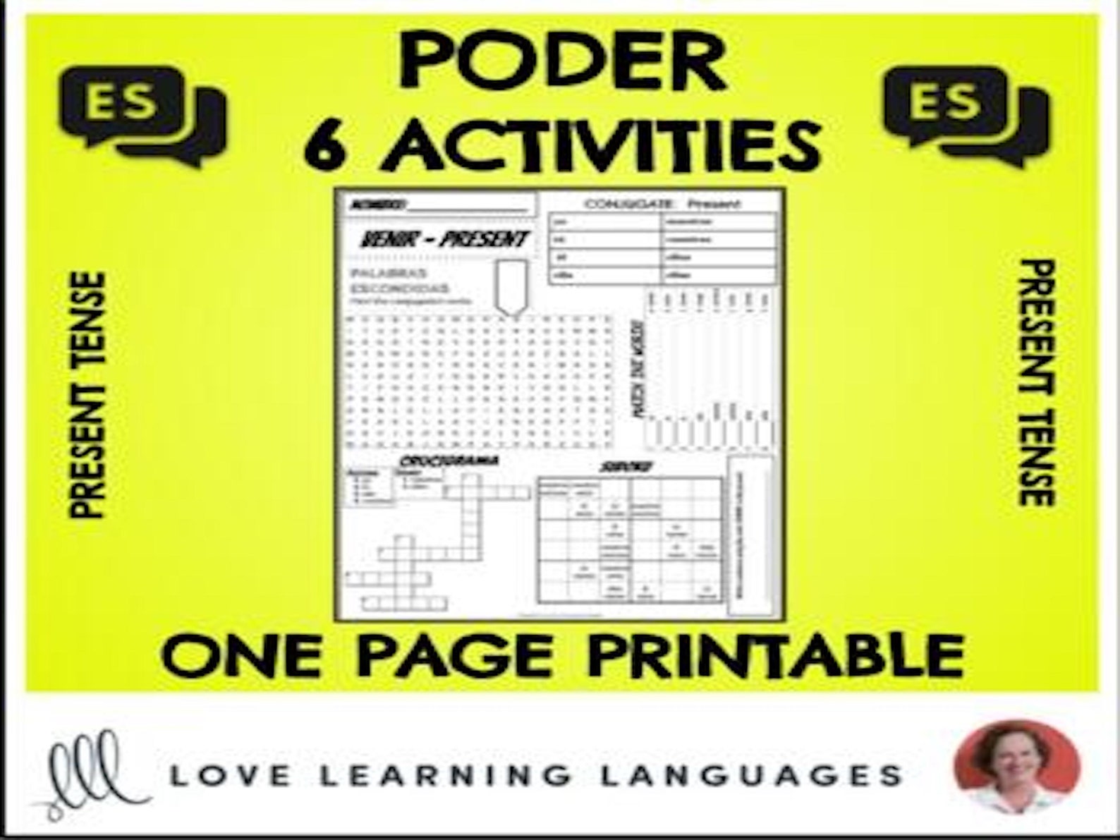 Spanish Verb PODER Worksheet Present Tense 6 Activities One Page ...