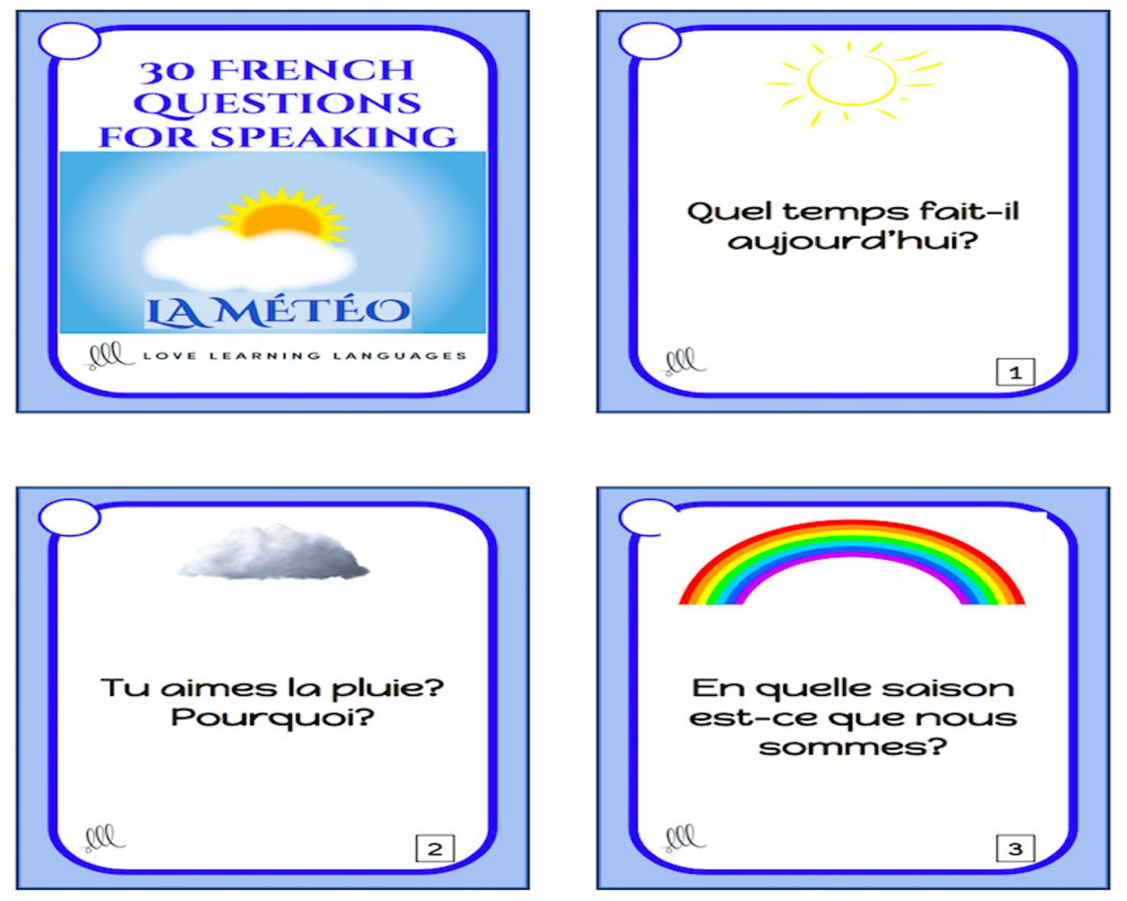 La Météo 30 French Speaking Prompt Question Cards Weather - Etsy